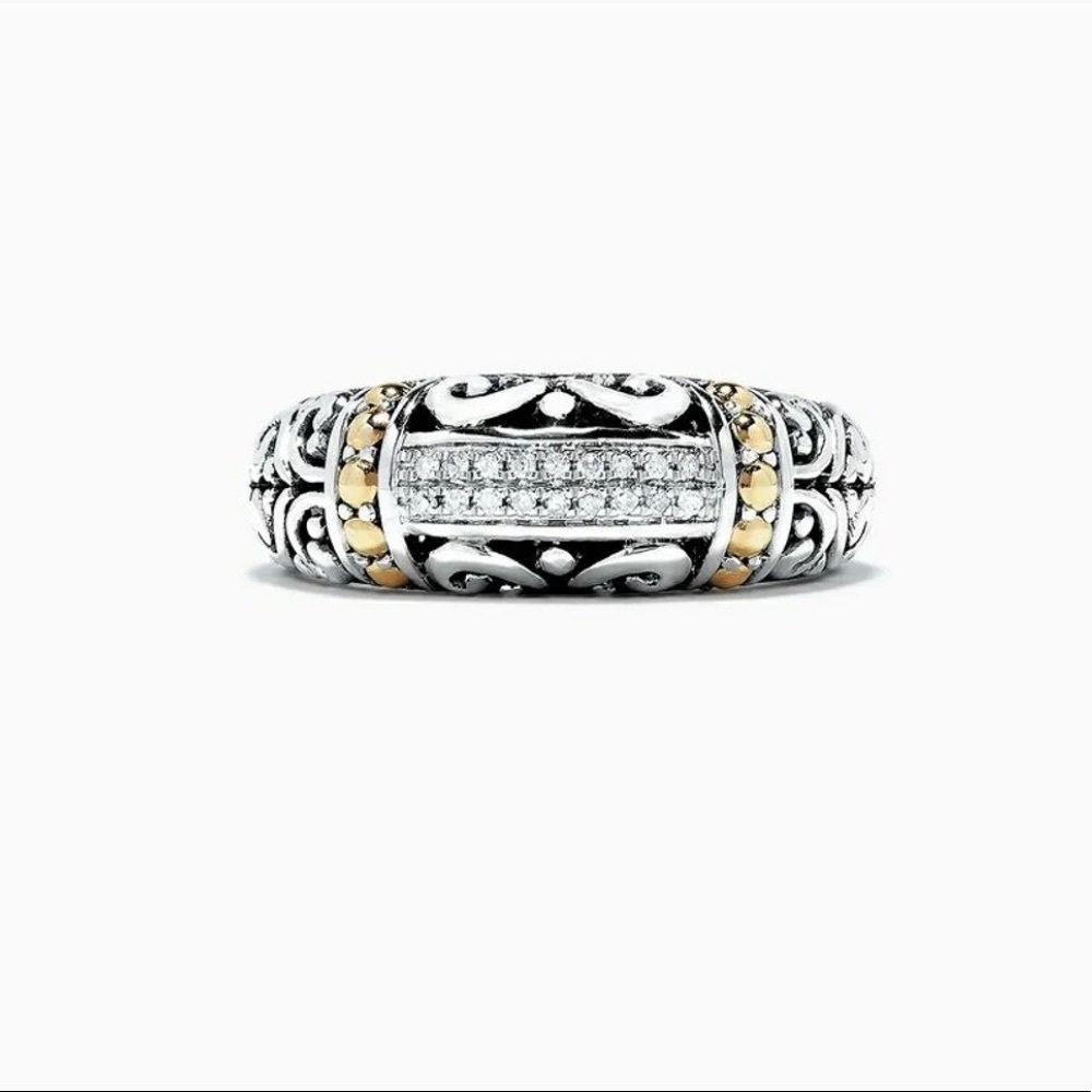 Effy Silver 18k Gold Diamond Ring - Gem